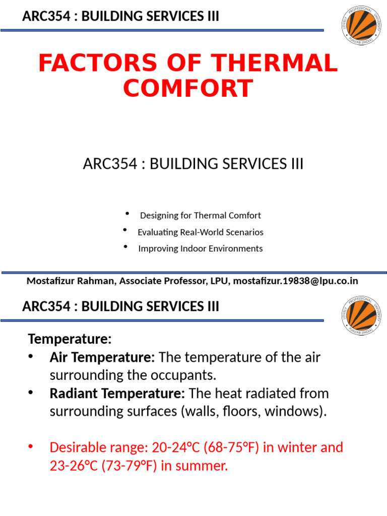 Factors Influencing Thermal Comfort | PDF | Building Insulation | Humidity
