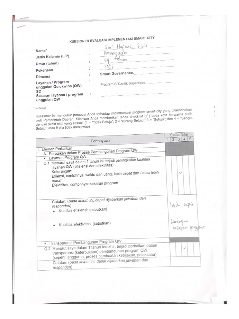 KUESIONER EVALUASI IMPLEMENTASI SMART CITY | PDF