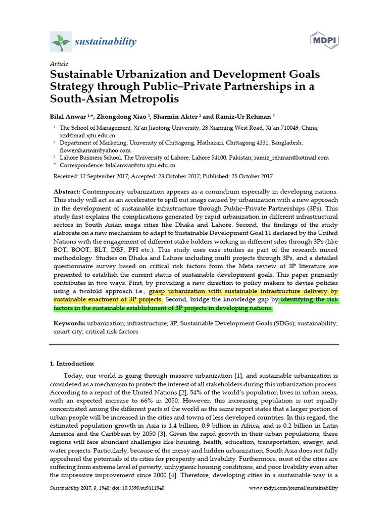 Sustainable Urbanization via PPPs in South Asia | PDF | Sustainability ...