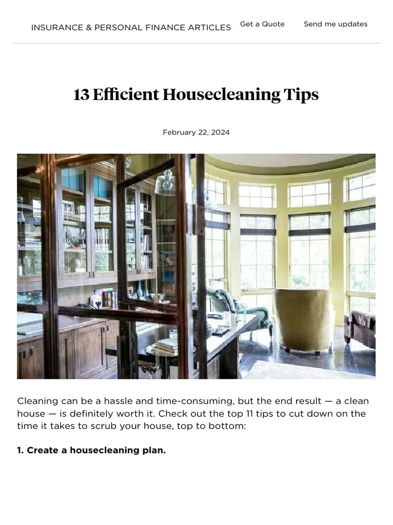 13 Efficient Housecleaning Tips | PDF | Vacuum Cleaner