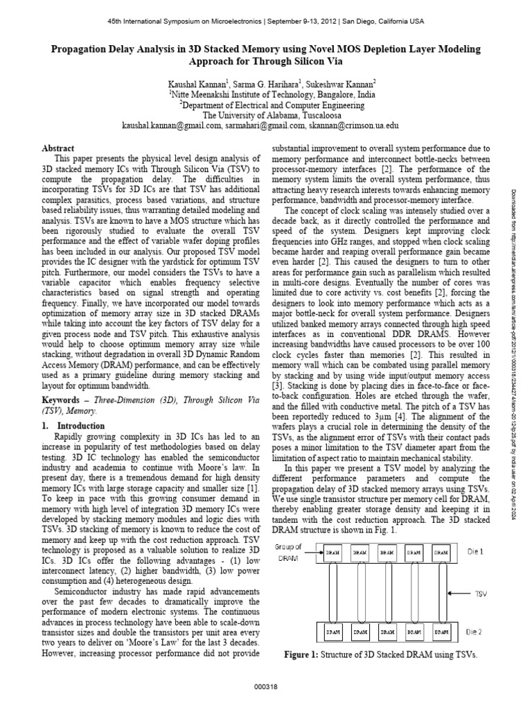 2012 - ECE - Kannan - Propagation Delay Analysis in 3D Stacked Memory Using Novel MOS Depletion ...