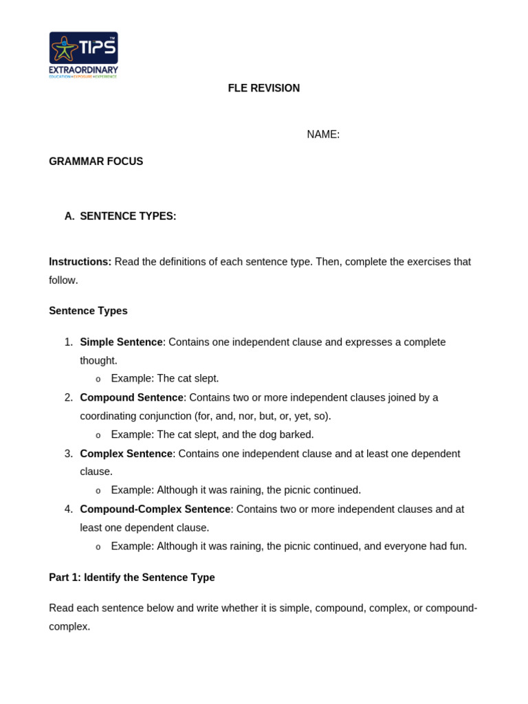 Fle Revision Pdf Grammatical Tense Narration