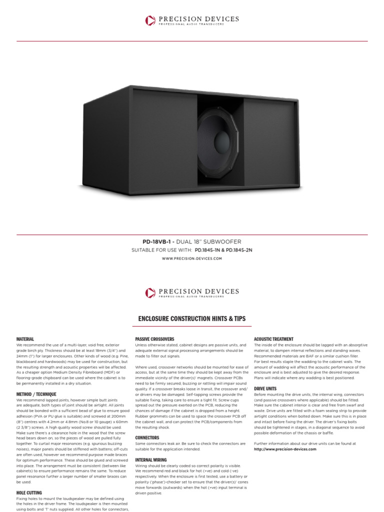 PD-18VB-1-Plans-260424 | PDF | Loudspeaker | Electronics