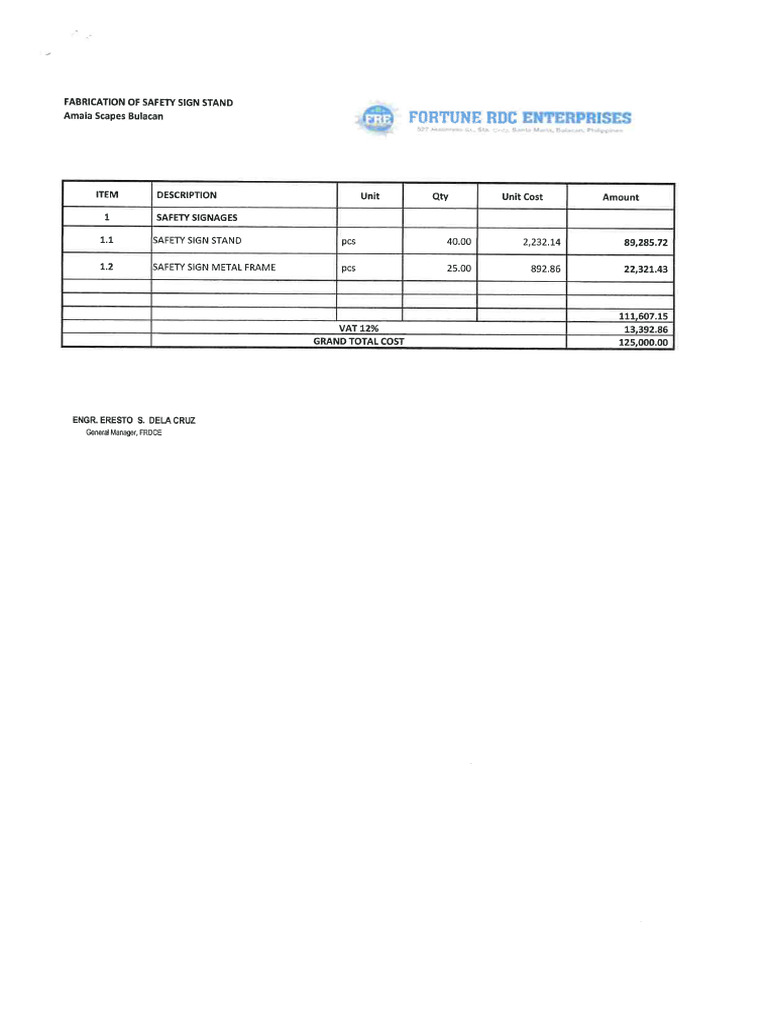 Safety Signage - Quotation | PDF