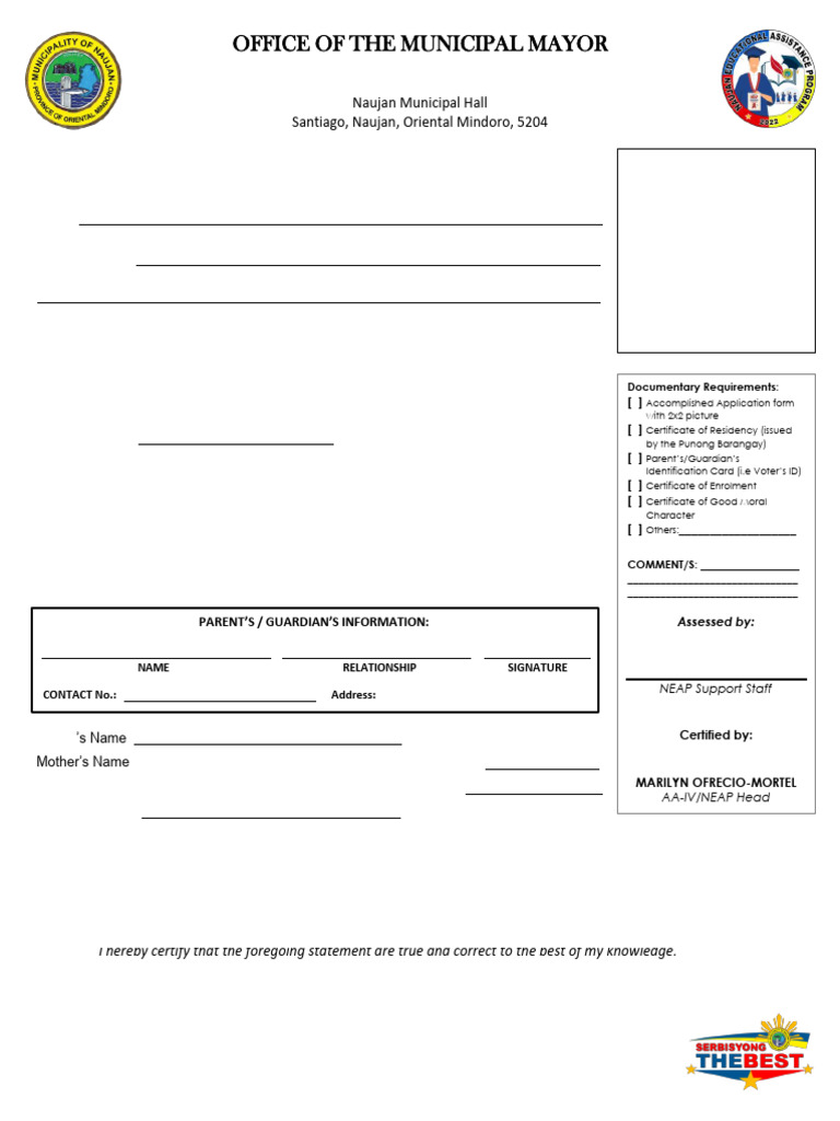 NEAP Application Form | PDF
