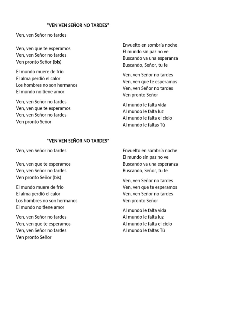 Canto Ven Ven Señor | PDF