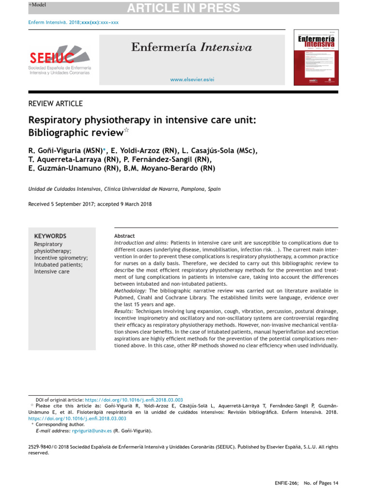 Respiratory Physiotherapy in ICU Review | PDF | Lung | Breathing