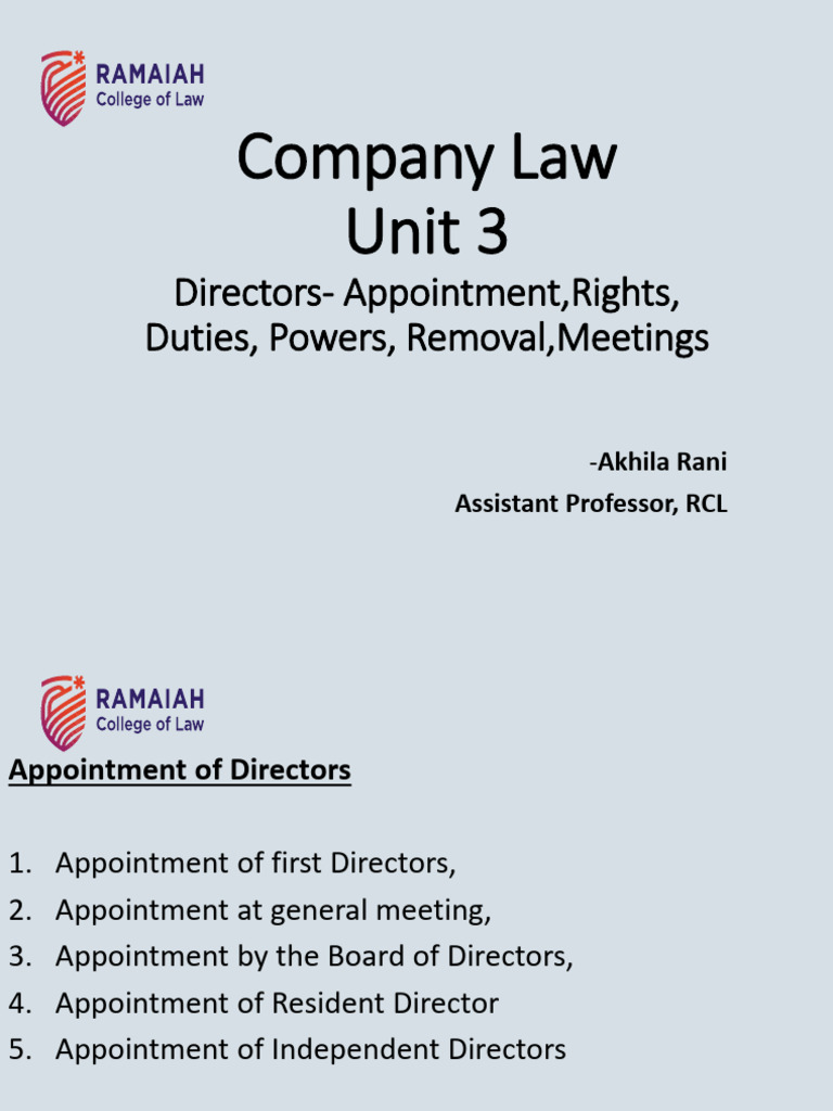 Company Law Unit 3 - Part 2 | PDF | Corporations | Business