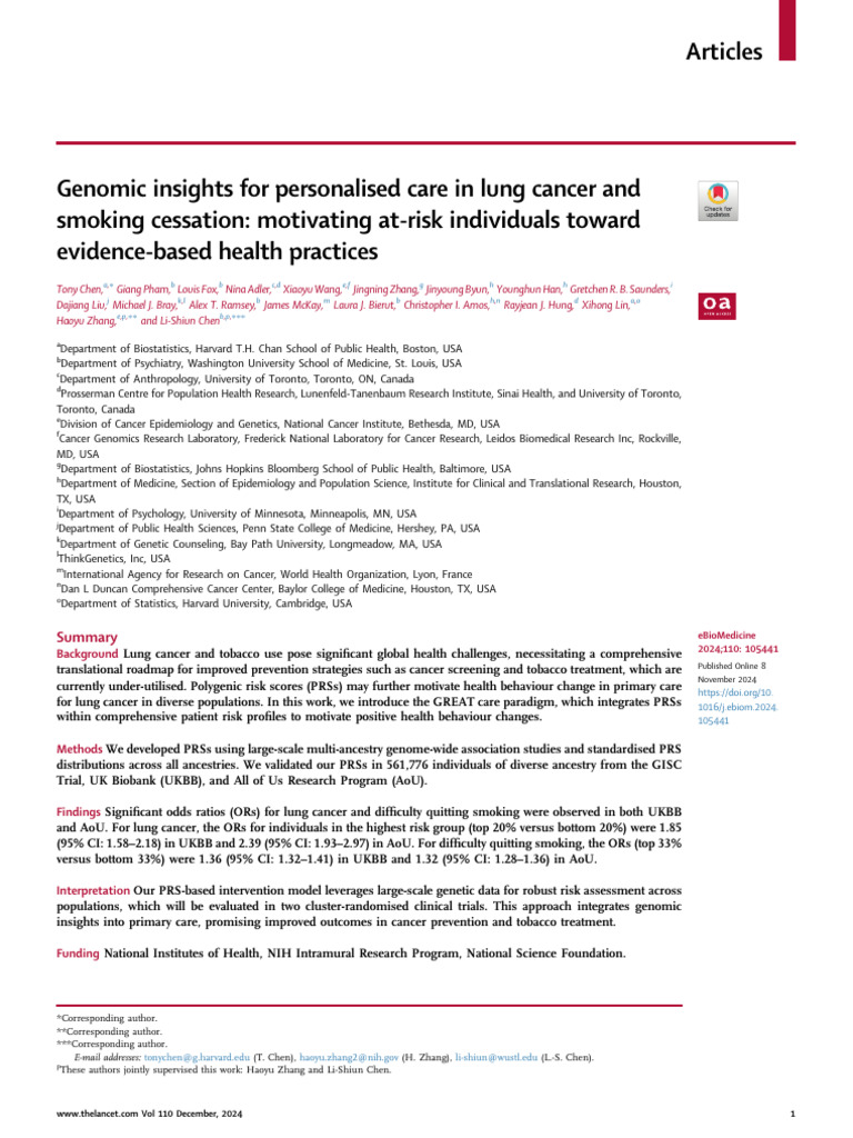 PIIS2352396424004778 | PDF | Single Nucleotide Polymorphism | Cancer