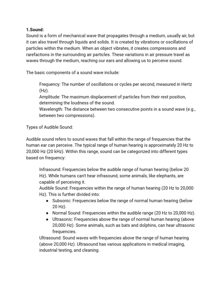 unit 1 notes | PDF | Sound | Hearing