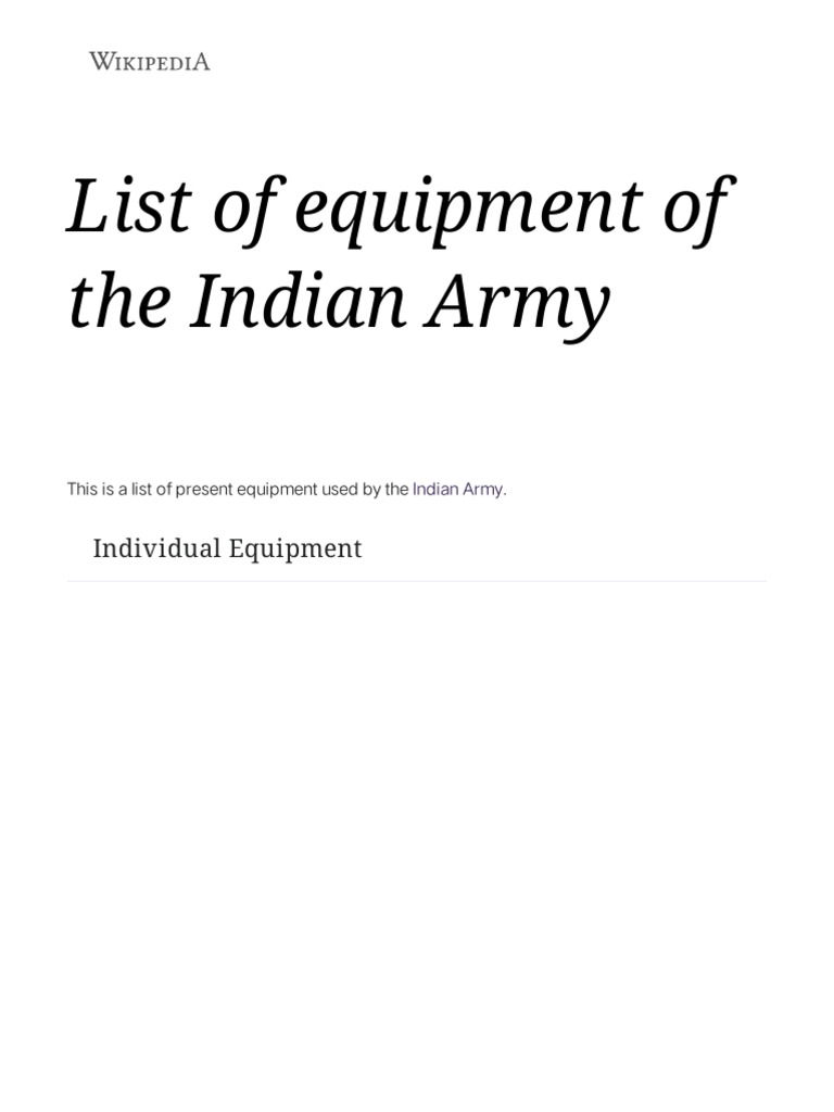 List of Equipment of The Indian Army | PDF | Projectile Weapons | Ballistics