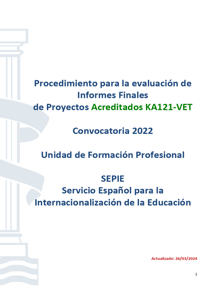 03_PROCED_EVAL_IFs_KA121_Conv-2022_v2 | PDF | Evaluación | Presupuesto