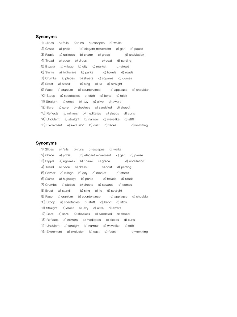Synonyms for Common English Words | PDF