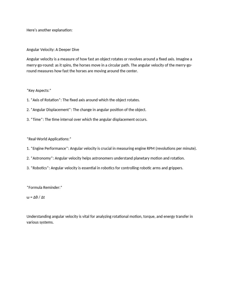 Angular Velocity for Engineers | PDF