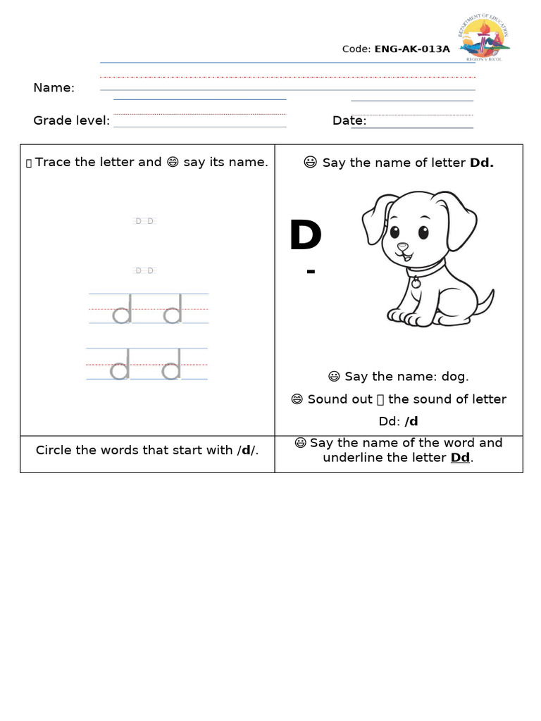 Letter Dd Activities for Kids | PDF