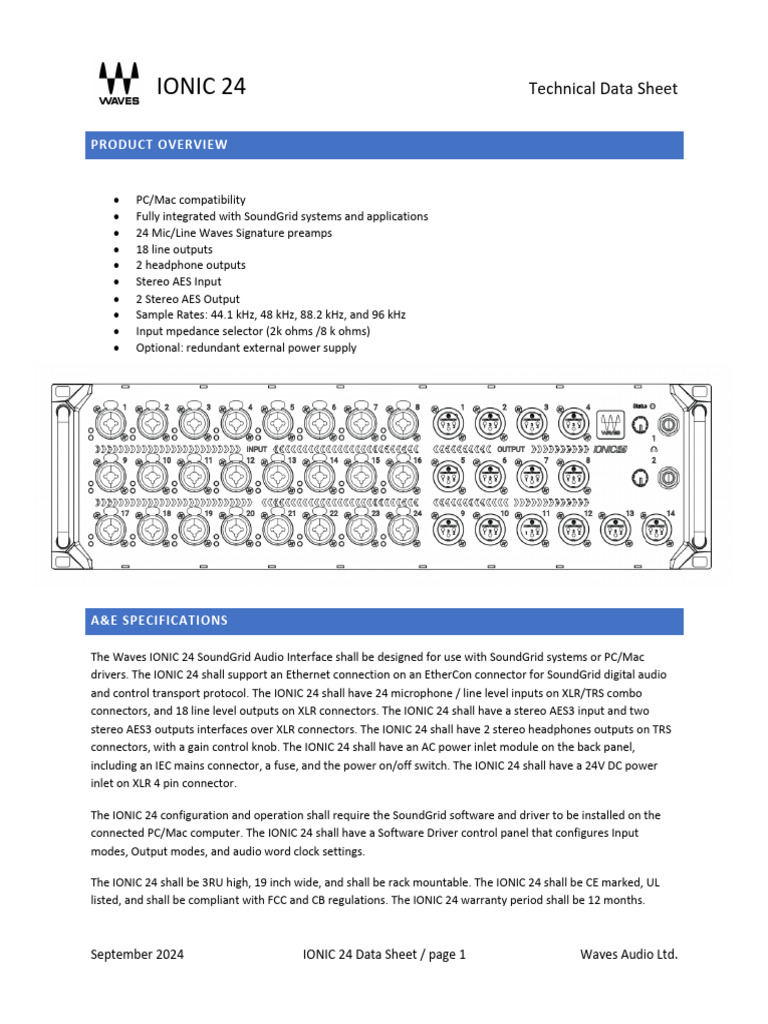 Ionic 24 Data Sheet | PDF