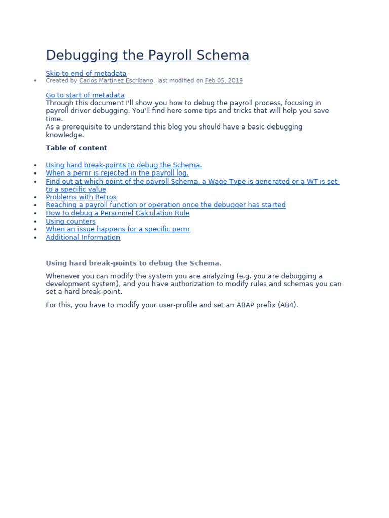 Debugging the Payroll Schema | PDF | Debugging | Software Development