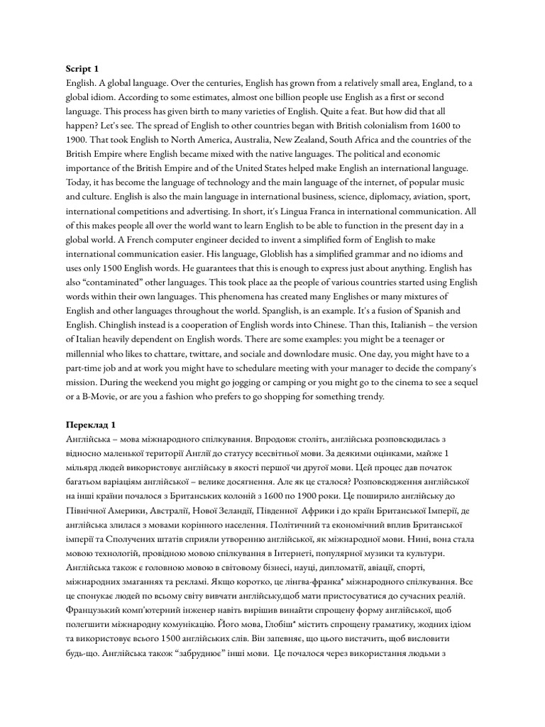 Script Translation | PDF