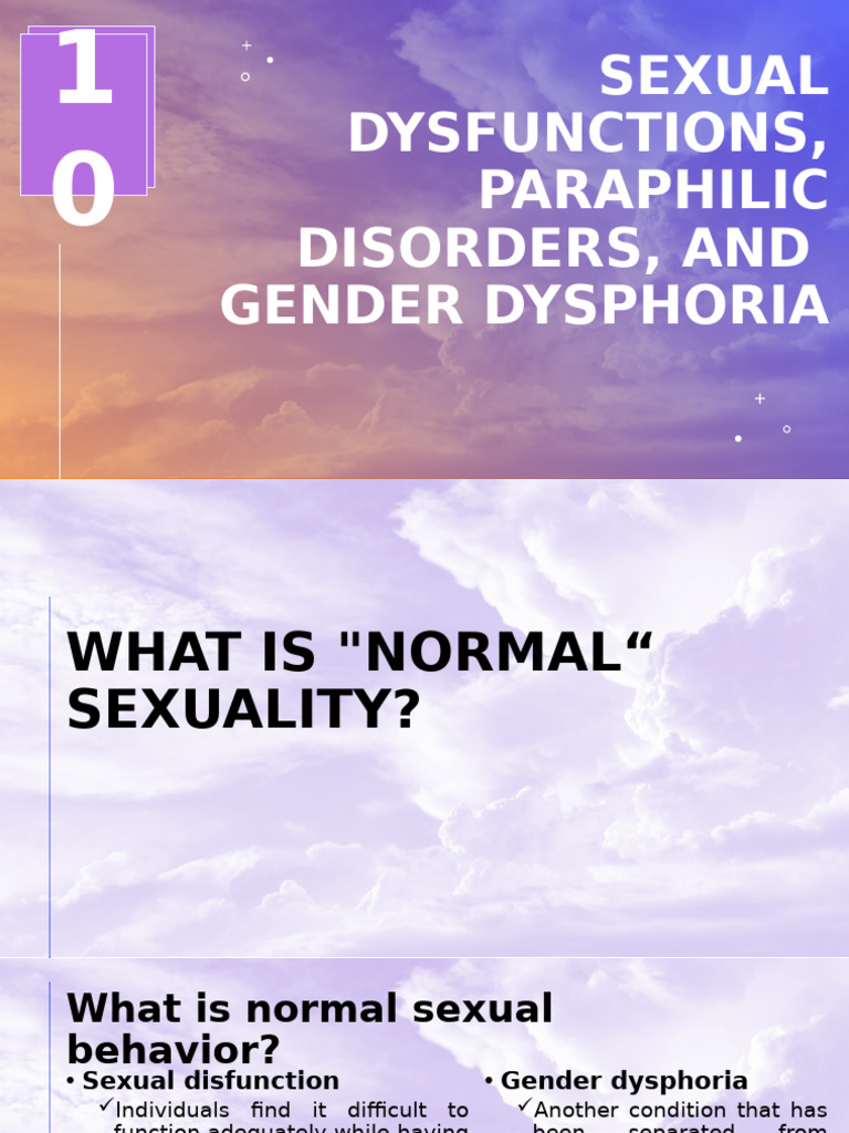 Sexual Dysfunctions, Paraphilic Disorders, and Gender Dysphoria | PDF | Sexual Dysfunction ...