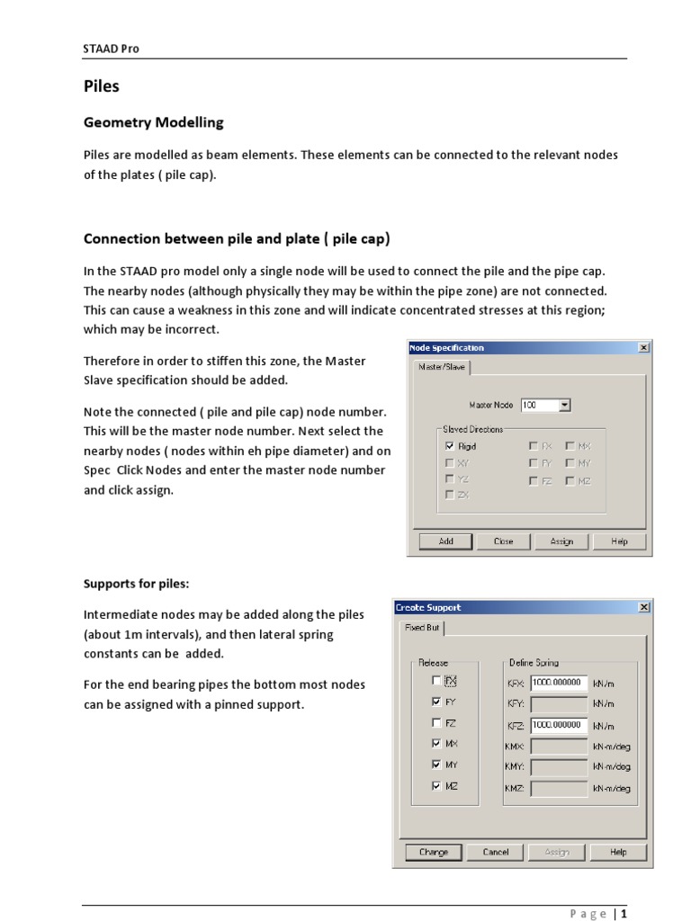 Pile and Pile Cap Design in STAAD Pro | PDF
