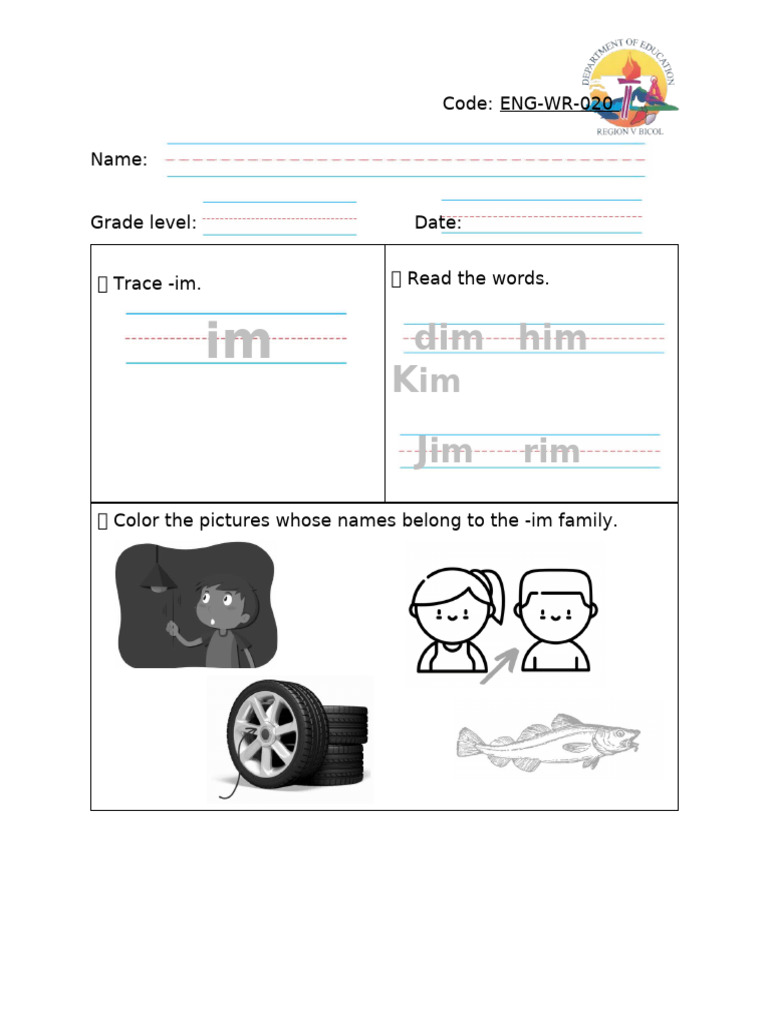 -im Family Word Activities | PDF