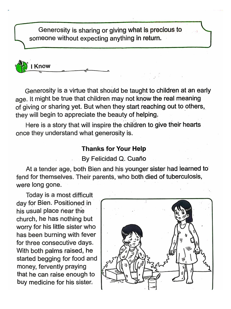 Values Education - I Practice Generosity | PDF