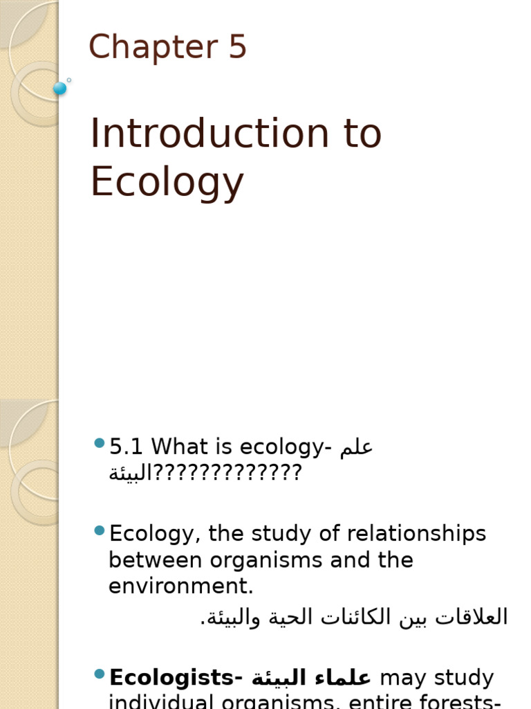 Chapter 5 Introduction To Ecology | PDF | Hypothesis | Ecology