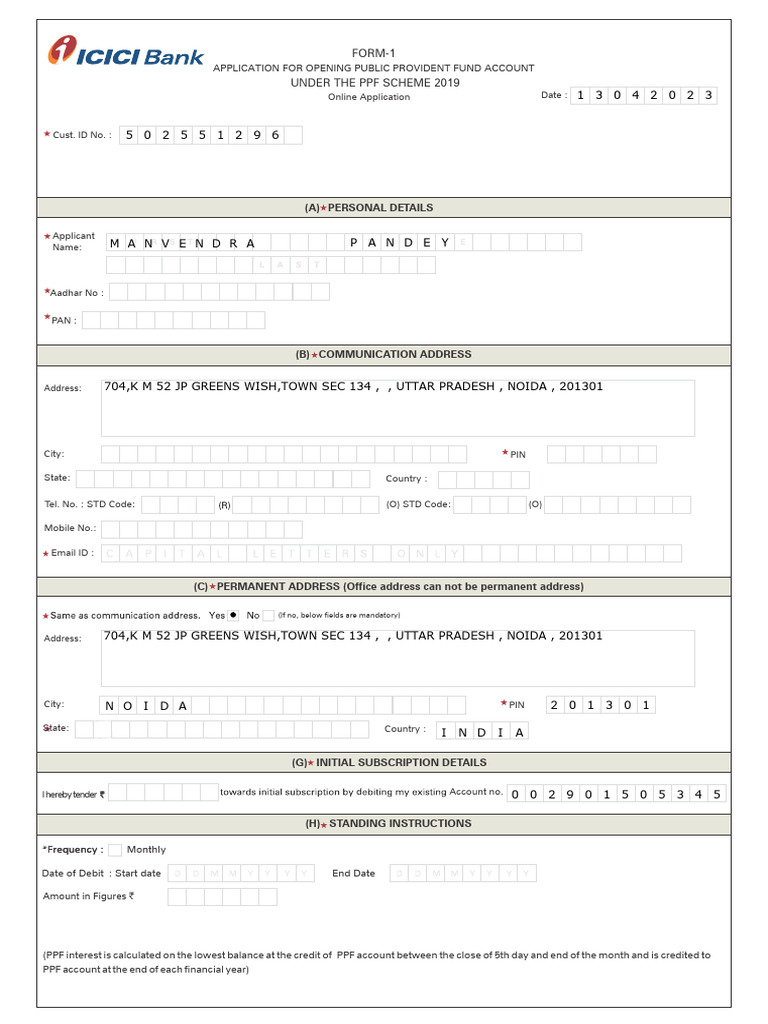 PPF Application Form | PDF | Personal Finance