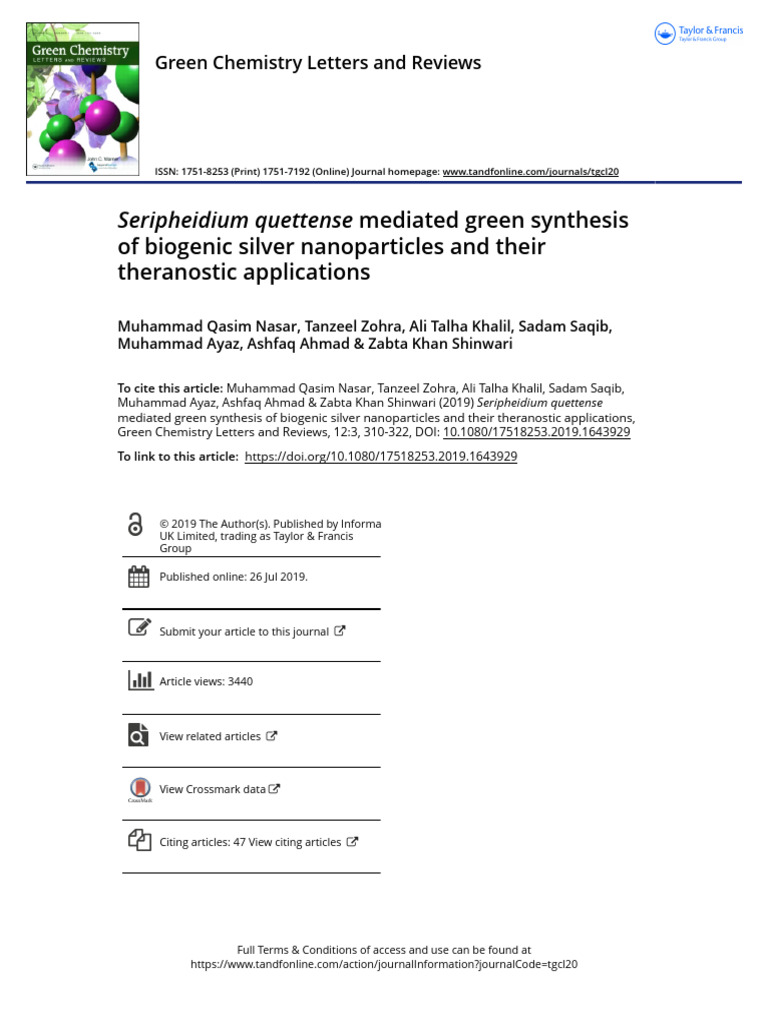 Green Synthesis of Silver Nanoparticles | PDF | X Ray Crystallography | Ph