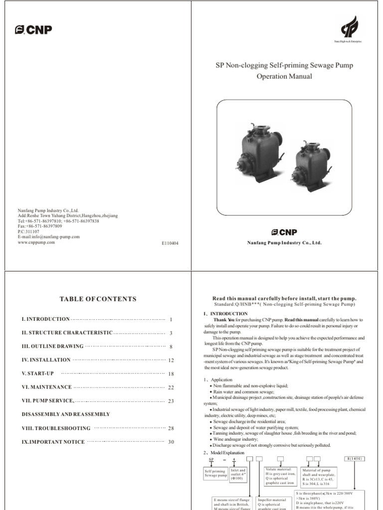 CNP_Manual_SP | PDF | Pump | Valve