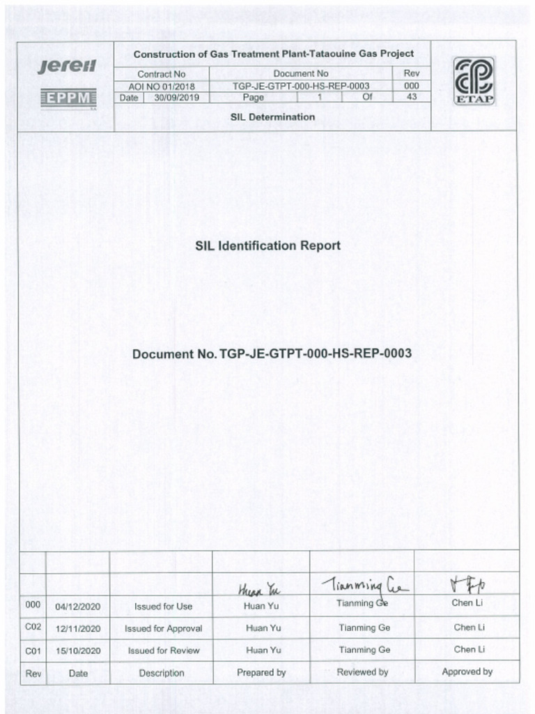 TGP Je GTPT 000 Hs Rep 0003 000 Sil Identification Report | PDF | Risk ...