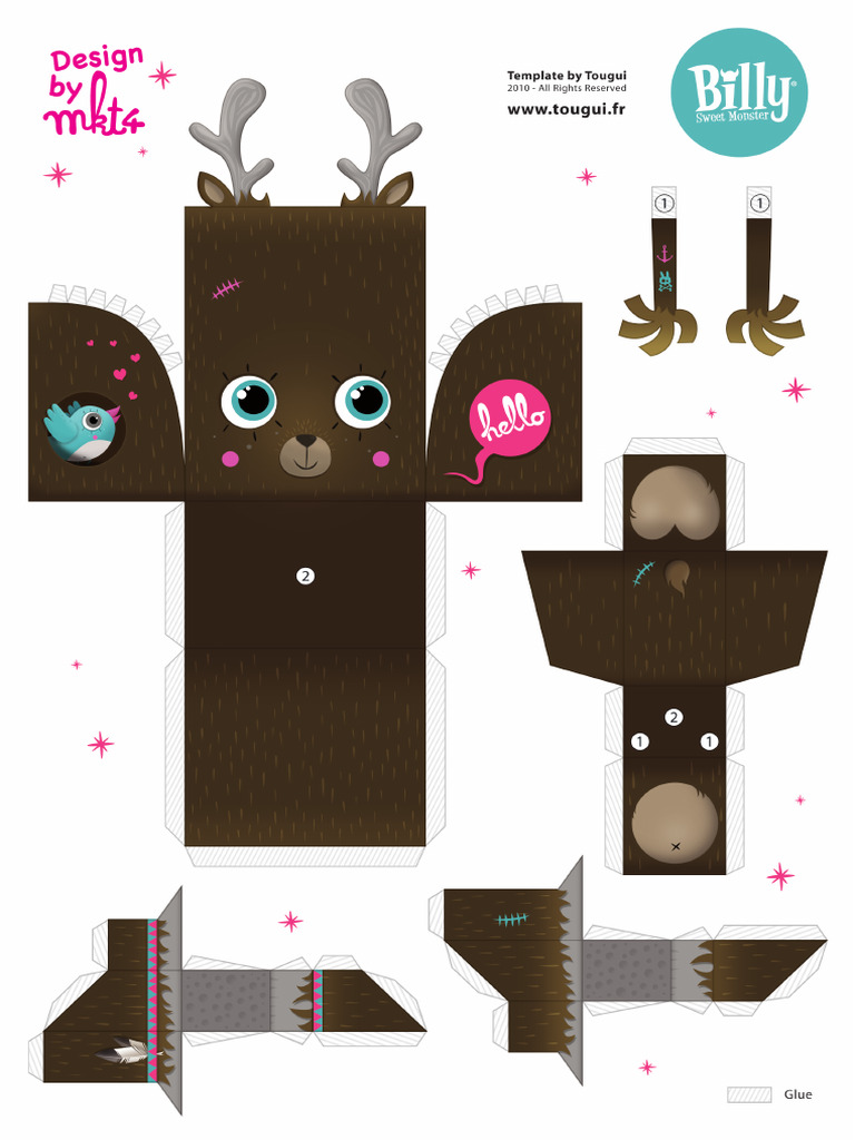 Blog Paper Toy Papertoy Billy Sweet Monster MKT4 Template | PDF