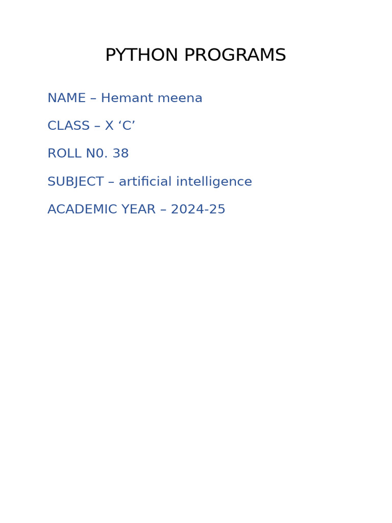 PYTHON PROGRAMS | PDF | Area | Length