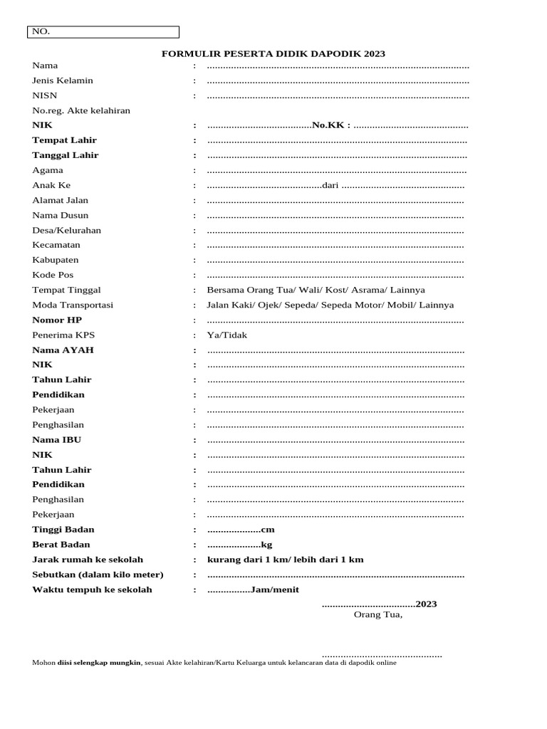 Formulir Pendaftaran | PDF