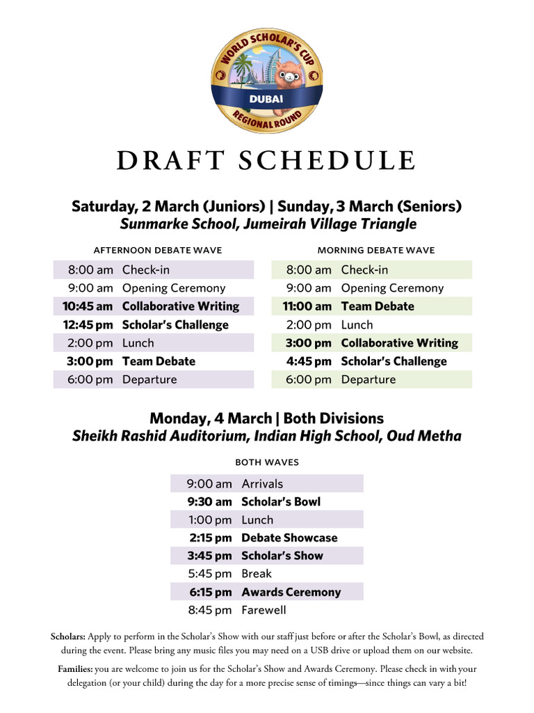 WSC Dubai I Round Schedule | PDF