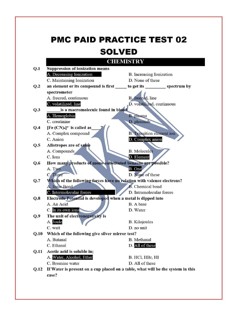 PMC Paid Pratice Test 02 Bundle-01 Solved | PDF
