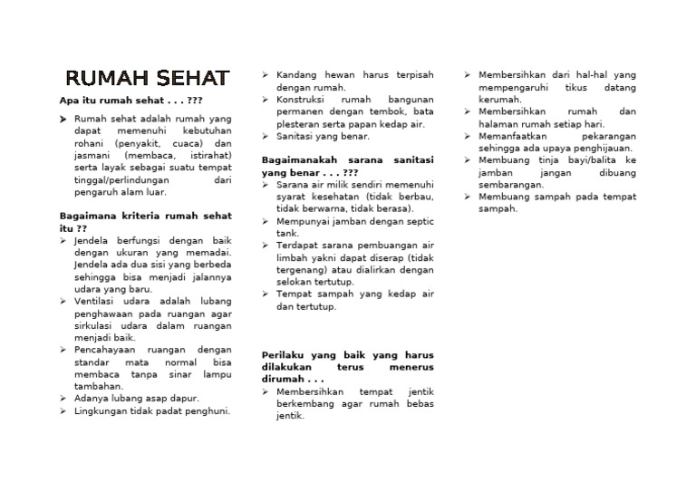 Leaflet Rumah Sehat | PDF