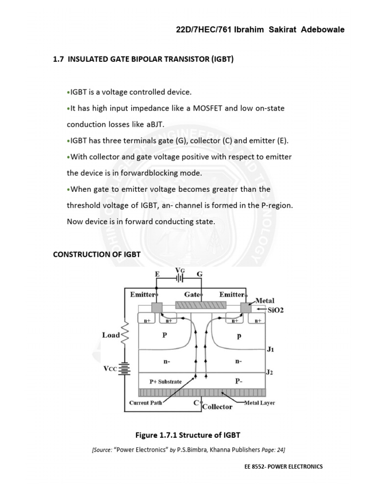 IGBT Overview: Operation and Applications | PDF | Field Effect ...
