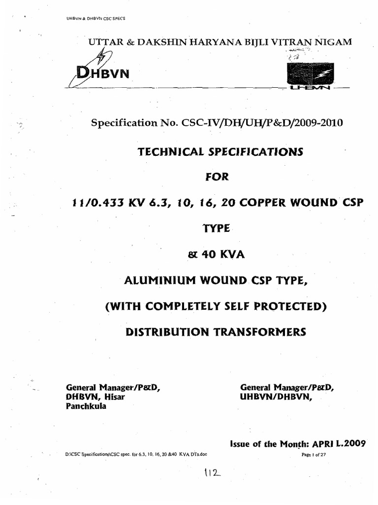 Transformer TS Specification HVDS 4 Star | PDF