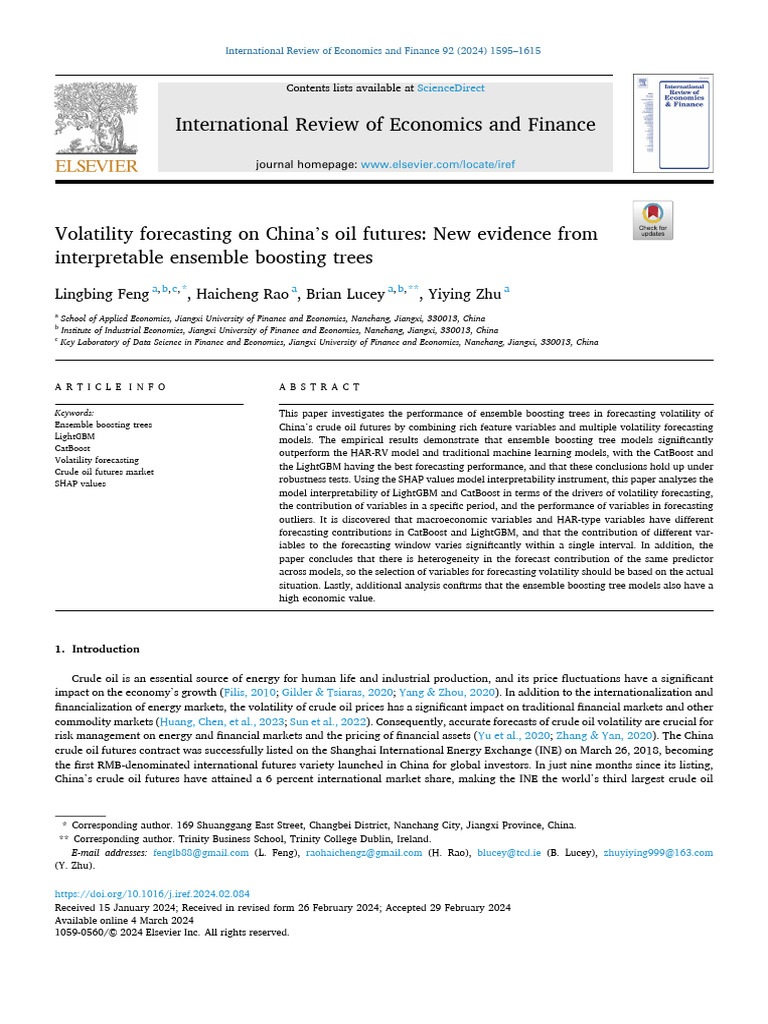 Volatility Forecasting On China's Oil Futures New Evidence From Interpretable Ensemble Boosting ...
