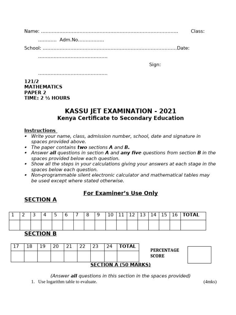 2021-KASSU-MATHS-P2 | PDF | Area | Circle