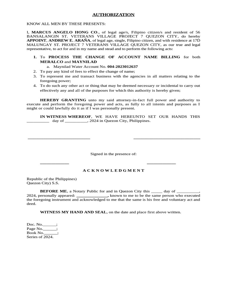 Spa Meralco and Maynilad Billing | PDF