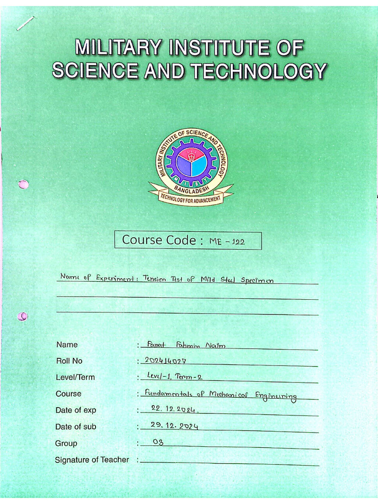 UTM-MECHANICAL lab report | PDF