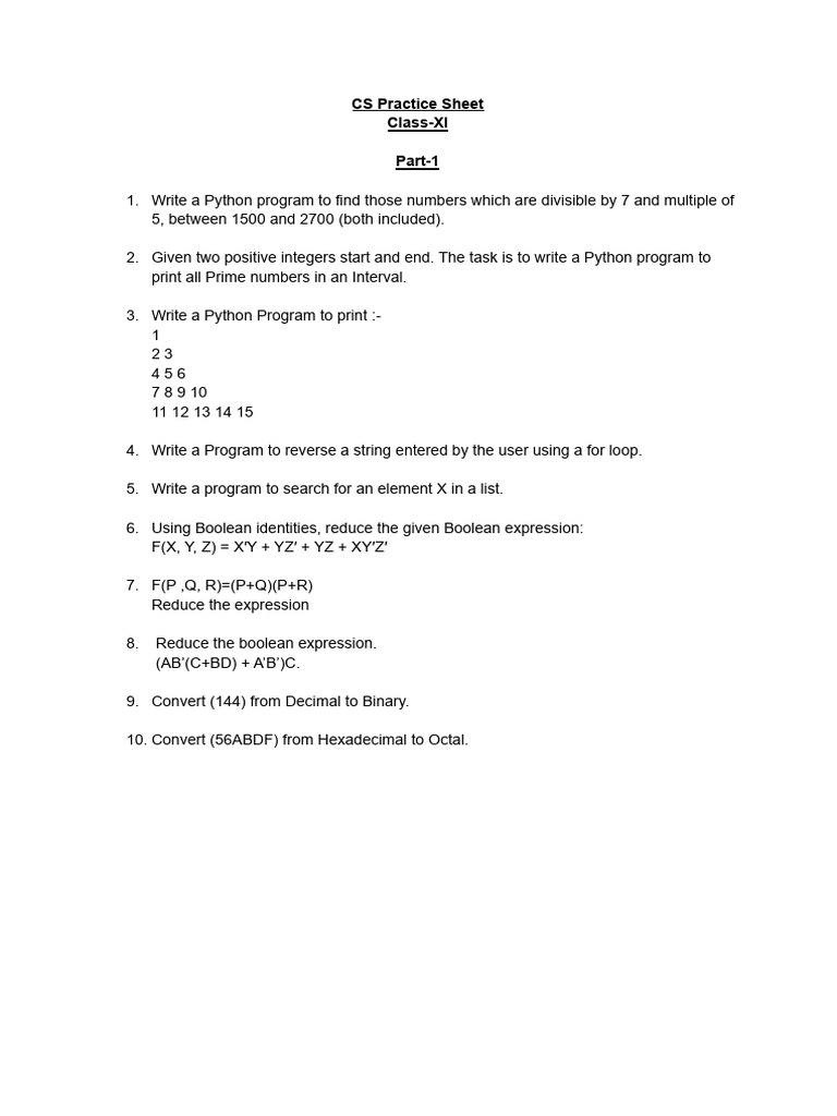Python and Boolean Practice Exercises | PDF