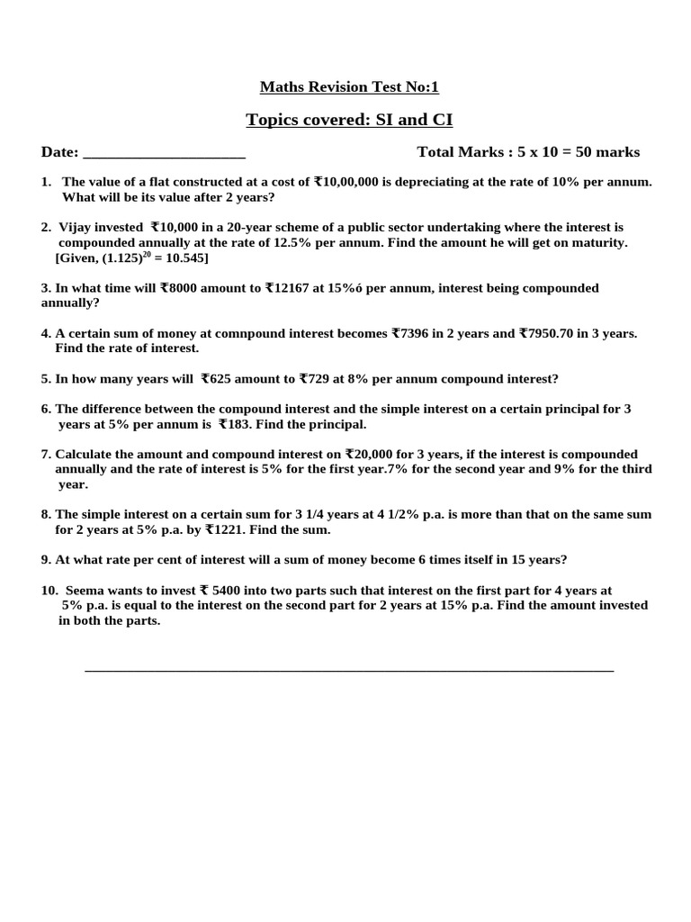 Maths Revision 1 | PDF | Interest | Compound Interest