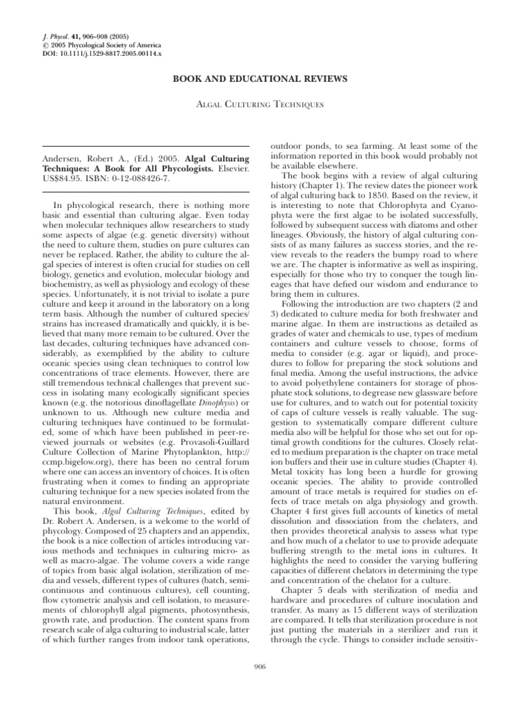 Algal Culturing Techniques Overview | PDF | Algae | High Performance ...