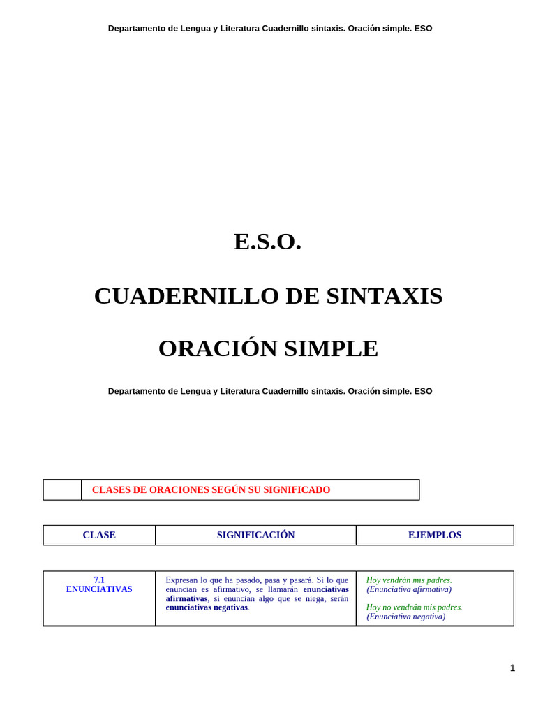 Cuaderno de Sintaxis 2º Eso | PDF | Predicado (Gramática) | Asunto (gramática)