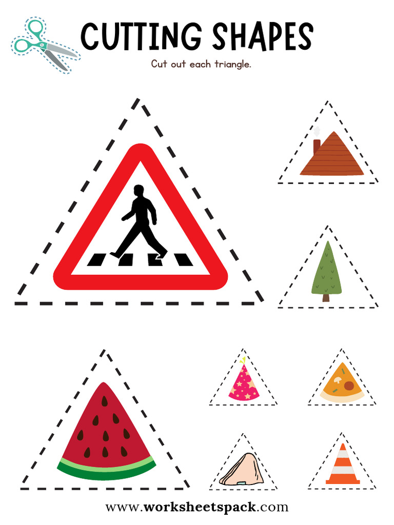 Cutting Shapes Worksheets For Preschoolers Triangle Shapes Cutting ...
