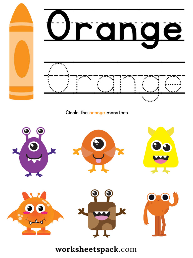 Orange Color Worksheets | PDF
