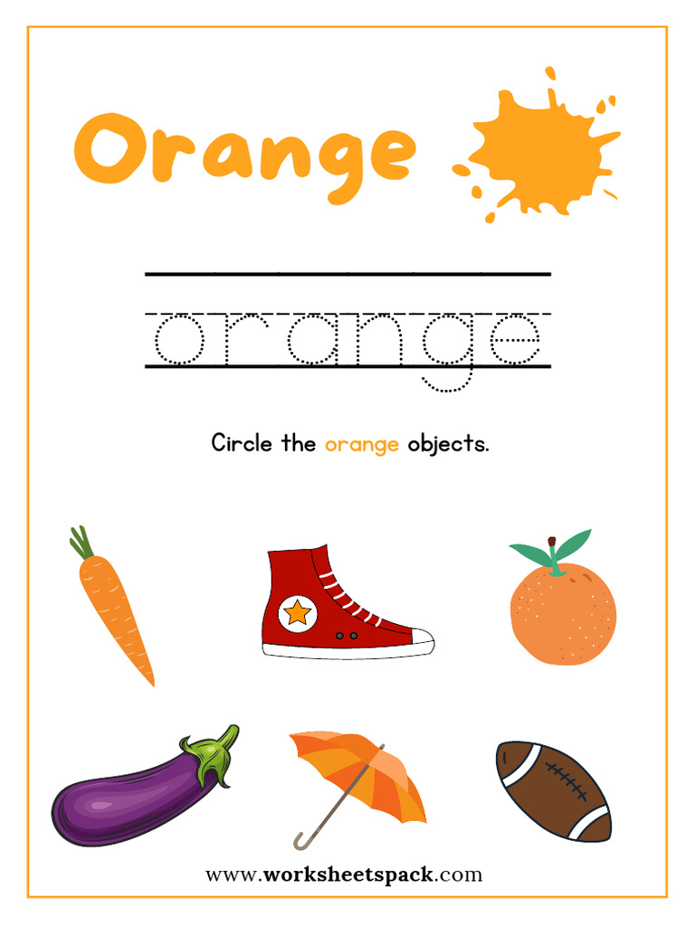 Identify Orange Objects Worksheet | PDF